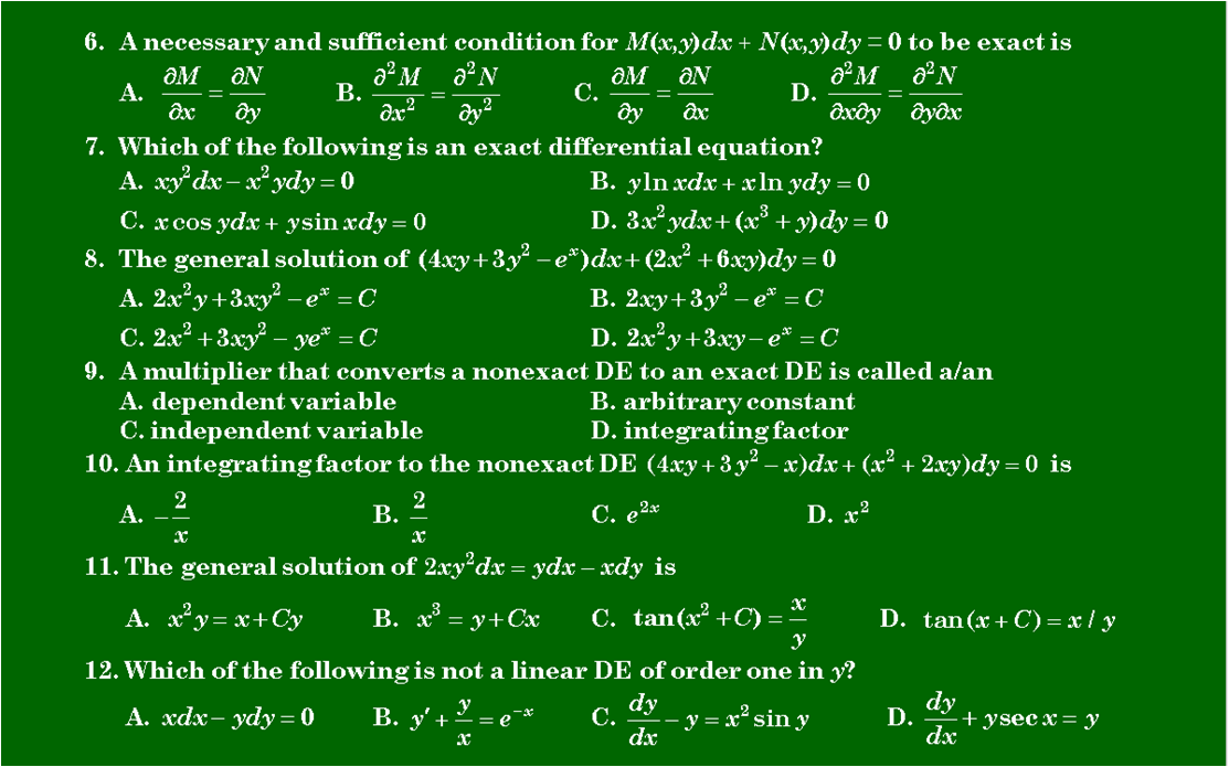 Solved 6. A necessary and sufficient condition for M(x,y)dx | Chegg.com