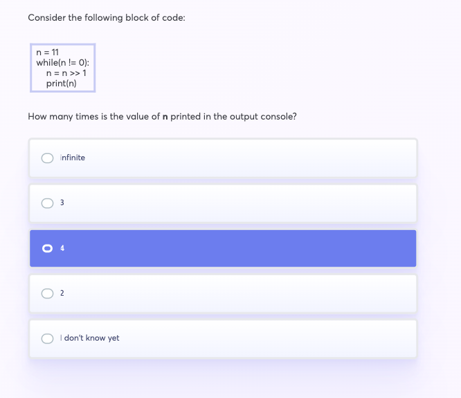 Solved Consider the following block of code: n=11 while( | Chegg.com