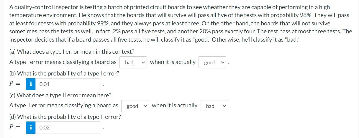 Solved A quality-control inspector is testing a batch of | Chegg.com