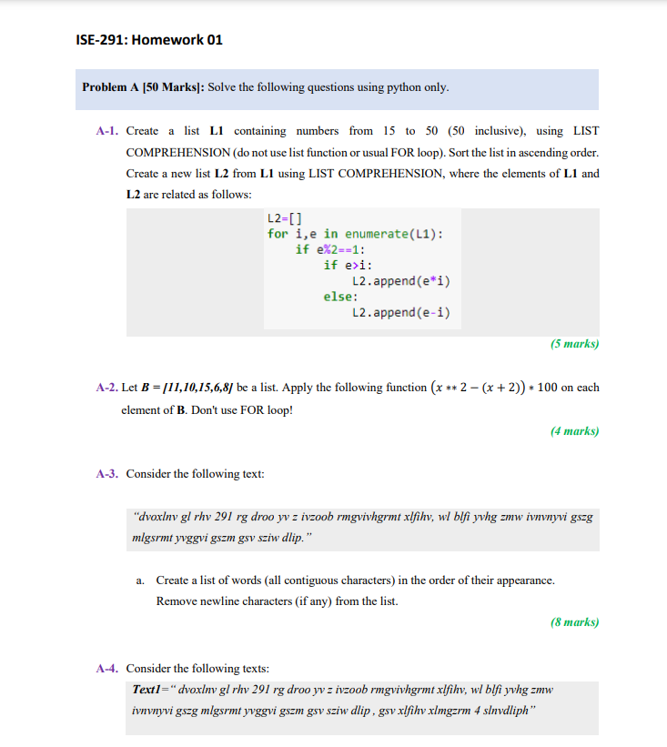 Solved Problem A [50 Marks]: Solve the following questions | Chegg.com
