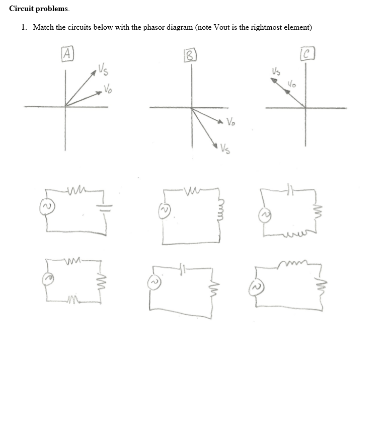 Solved Circuit problems. 1. Match the circuits below with | Chegg.com