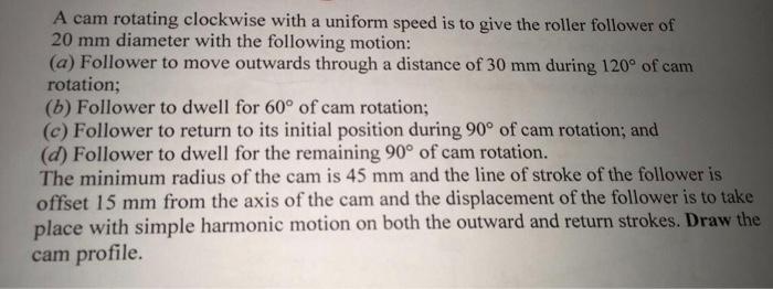 Solved cam rotating clockwise with a uniform speed is to | Chegg.com