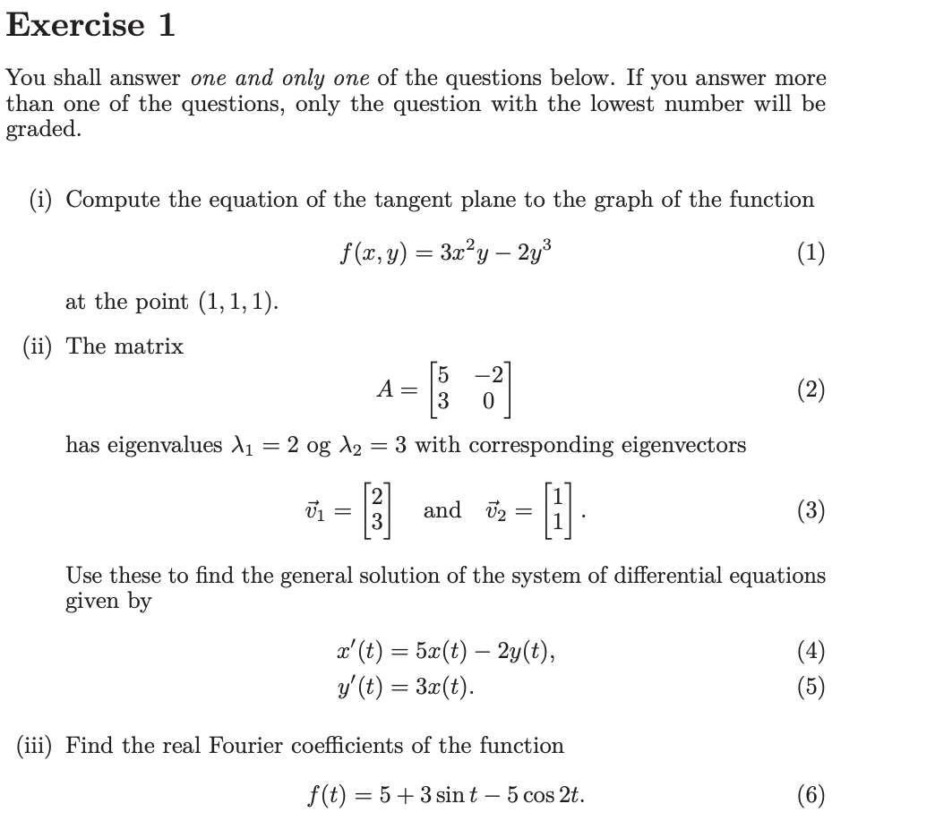 Solved Exercise 1 You shall answer one and only one of the | Chegg.com