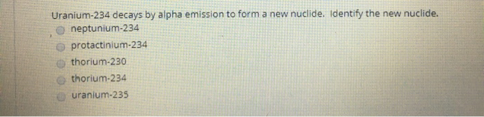 Solved Uranium-234 decays by alpha emission to form a new | Chegg.com