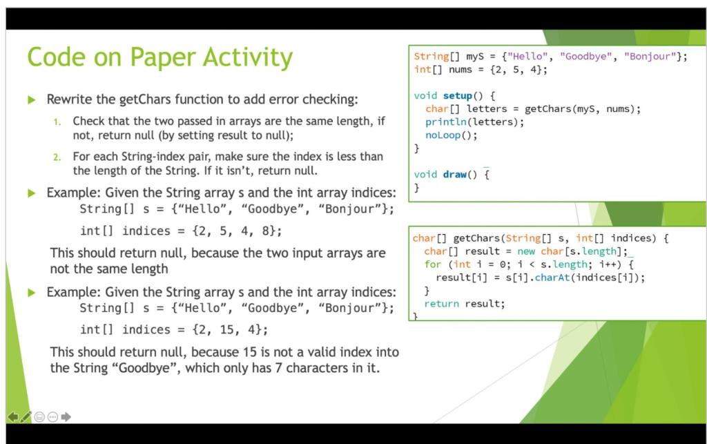 Solved Code on Paper Activity String[] mys = {"Hello", | Chegg.com