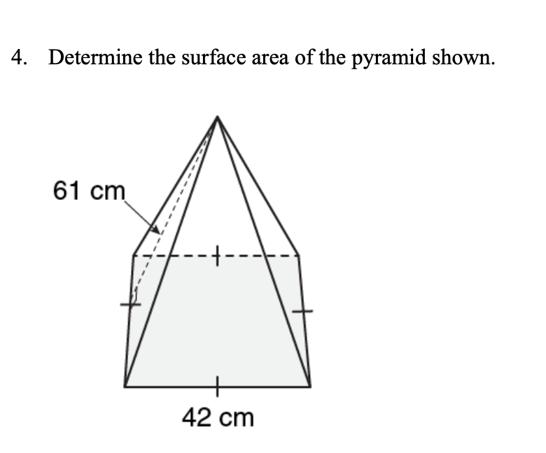Solved Determine the surface area of the pyramid shown. | Chegg.com