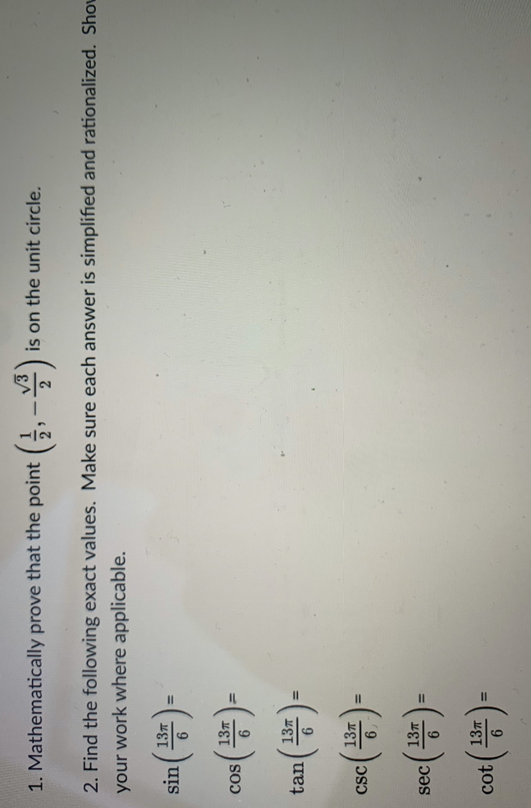 Solved 1. Mathematically prove that the point (, (1,-) is on | Chegg.com