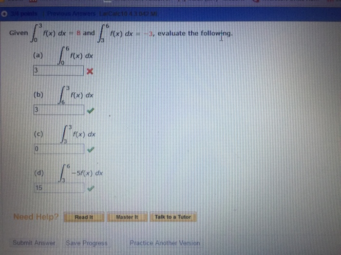 Solved Given integral _ 0^3 f(x) dx = 8 and integral _3^6 | Chegg.com Solved Given integral _ 0^3 f(x) dx = 8 and integral _3^6 | Chegg.com