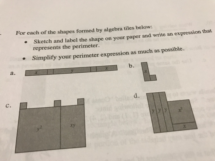 Solved For each of the shapes formed by algebra tiles below: | Chegg.com