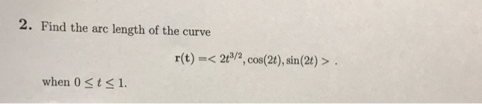 Solved Find the are length of the curve r(t)