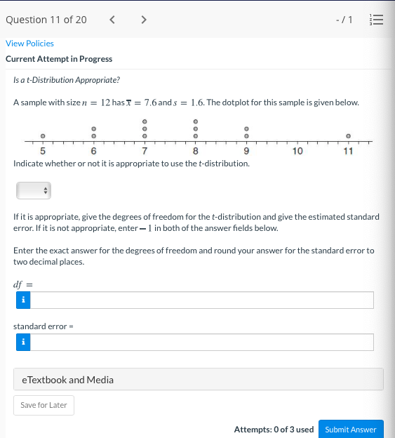 Solved Question 11 of 20 -/1 View Policies Current Attempt | Chegg.com