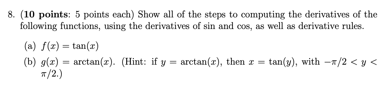 Solved 8. (10 points: 5 points each) Show all of the steps | Chegg.com