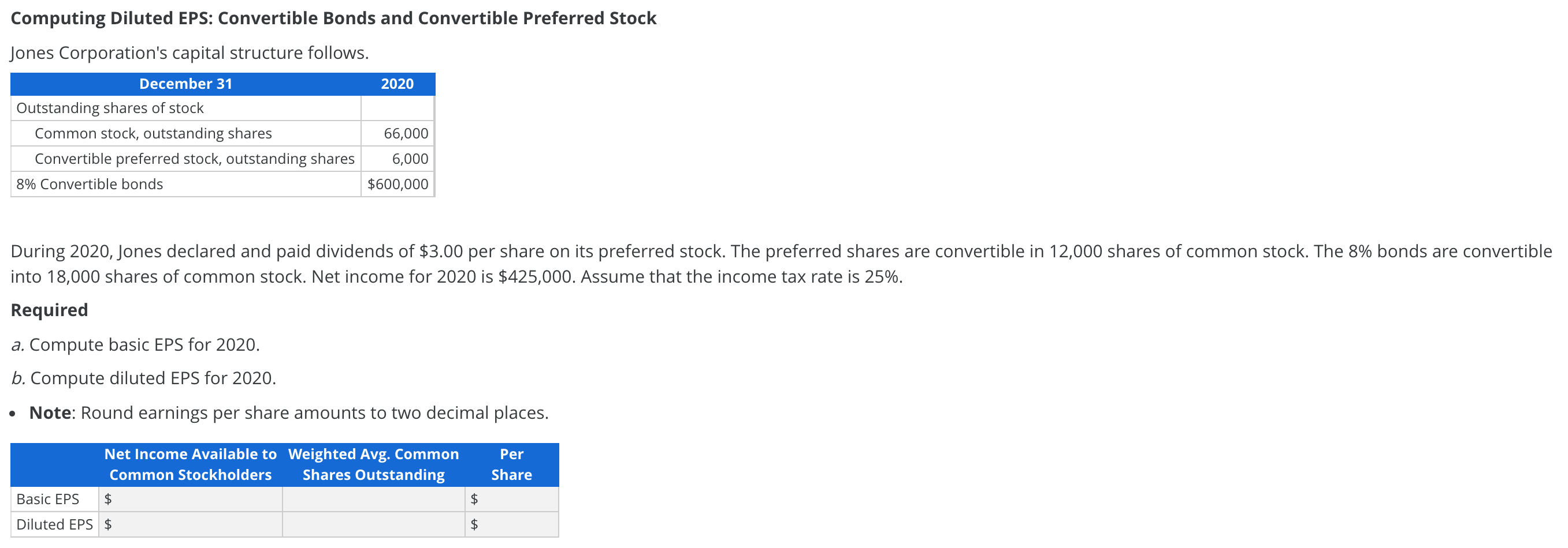 Solved Computing Diluted EPS: Convertible Bonds and | Chegg.com