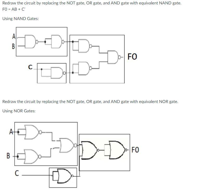Solved Redraw the circuit by replacing the NOT gate, OR | Chegg.com