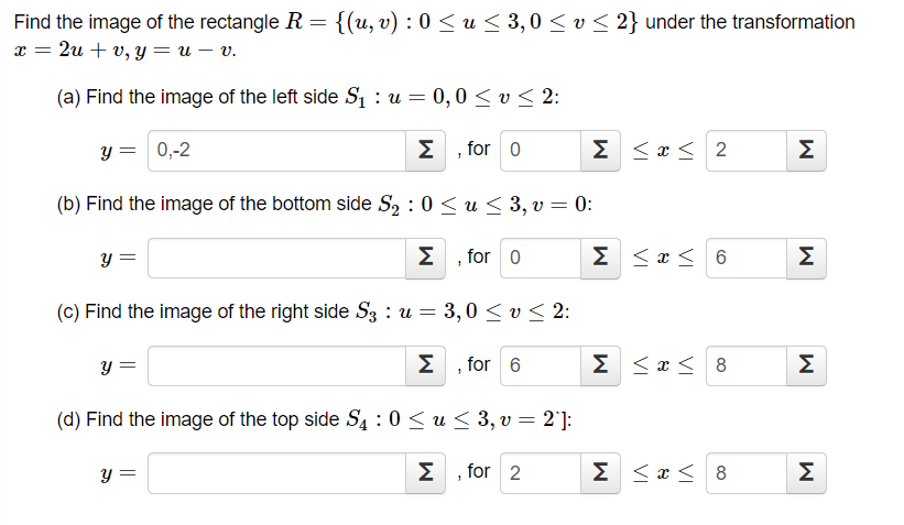 Solved Find the image of the rectangle R={(u,v):0≤u≤3,0≤v≤2} | Chegg.com