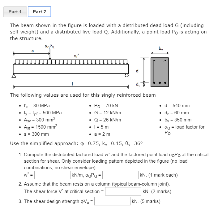 Solved Part 1 Part 2 For A Beam With A Rectangular Chegg
