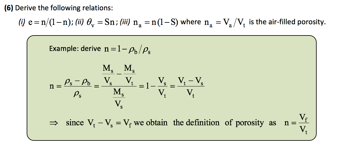 Solved (6) Derive the following relations: (i) e=n/(1 – n); | Chegg.com