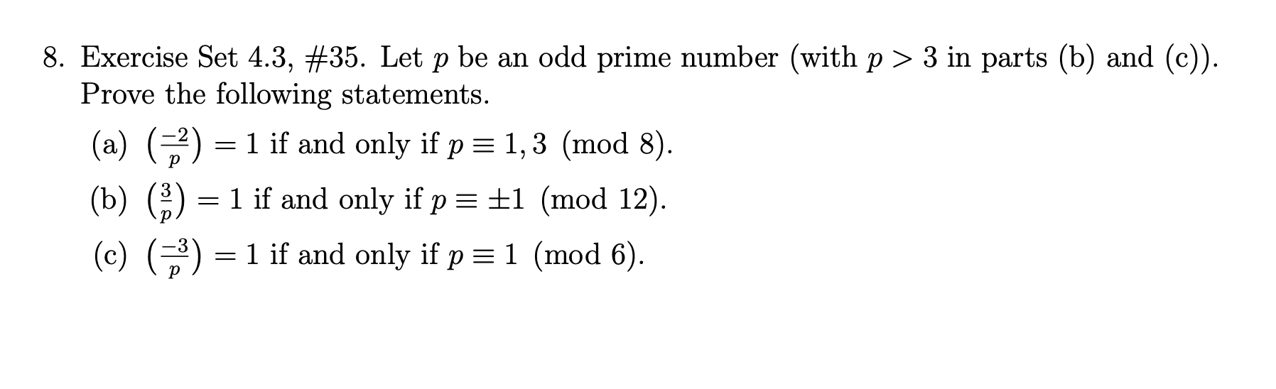 Solved 8. Exercise Set 4.3, \#35. Let p be an odd prime | Chegg.com
