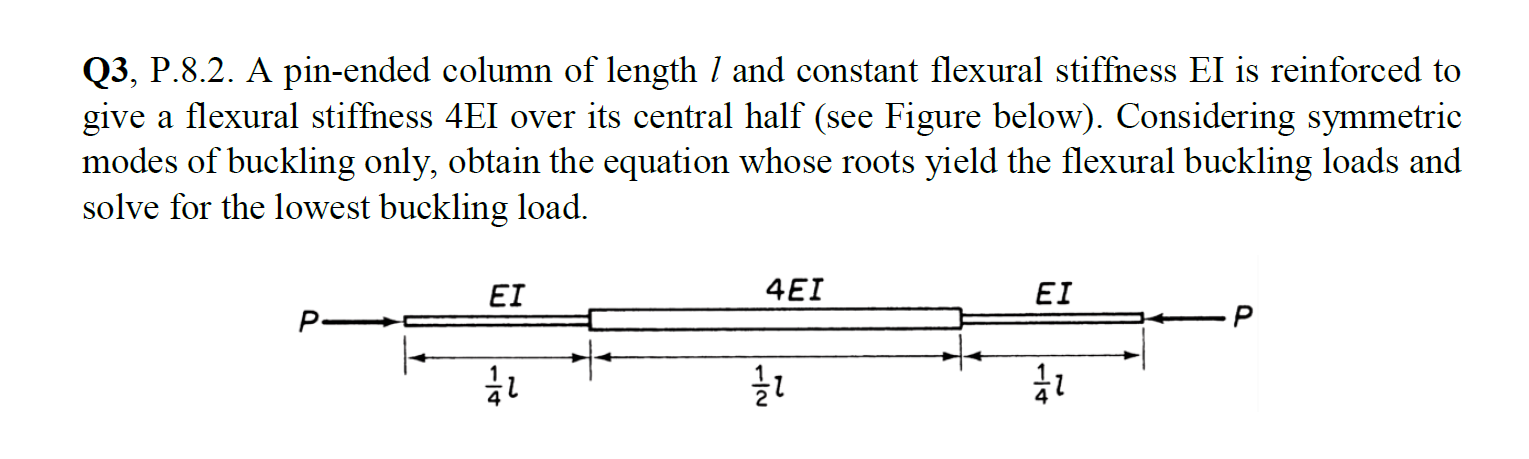 Solved A pin-ended column of length l and constant flexural | Chegg.com