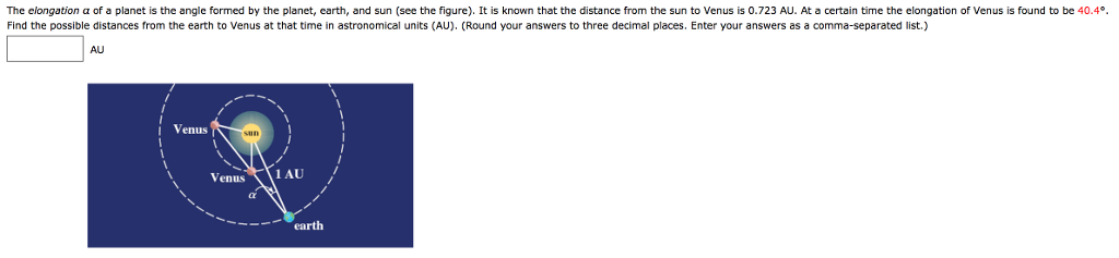 Solved The elongation of a planet is the angle formed by the | Chegg.com