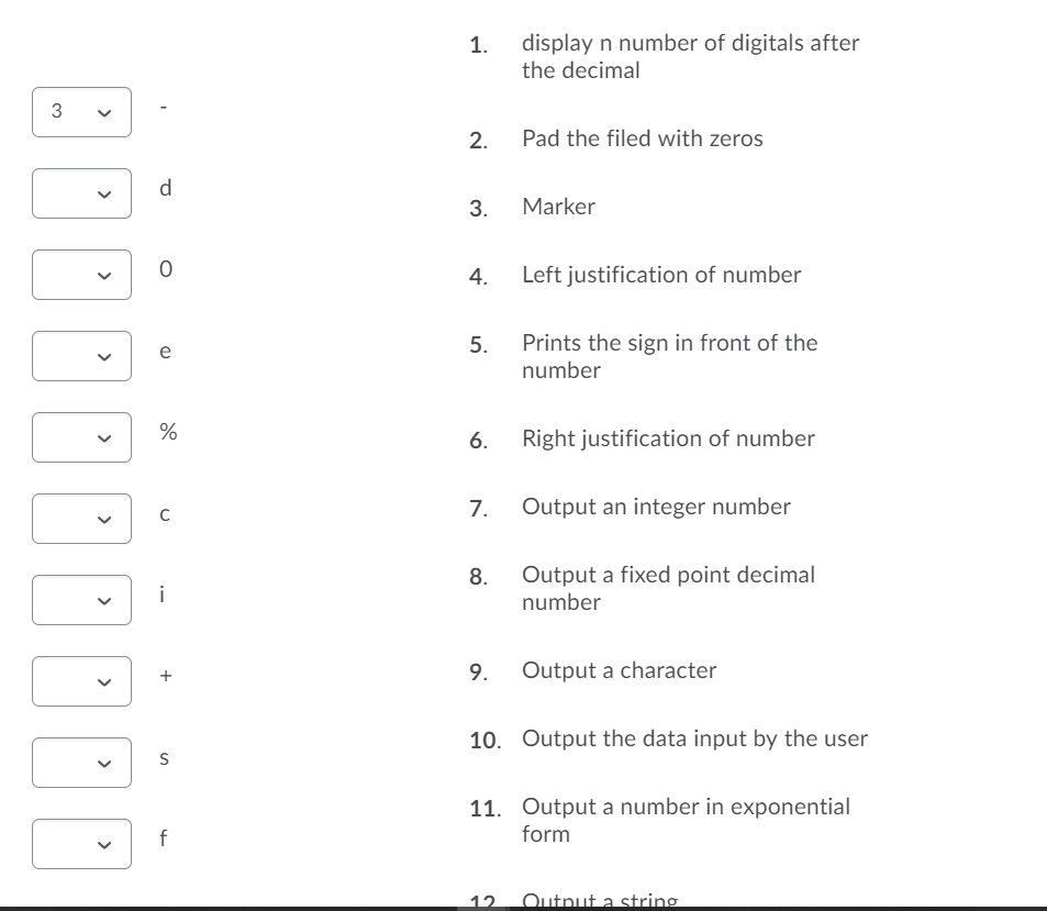 Solved Match the fprintf() syntax with the correct | Chegg.com