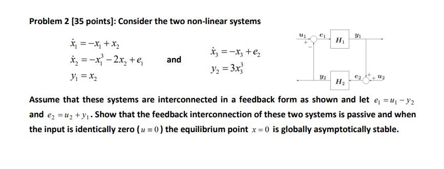 Problem 2 [35 points]: Consider the two non-linear | Chegg.com