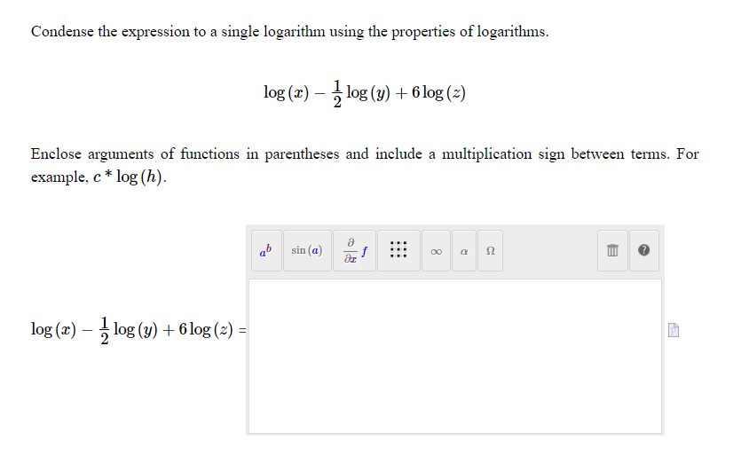 Solved Condense the expression to a single logarithm using | Chegg.com