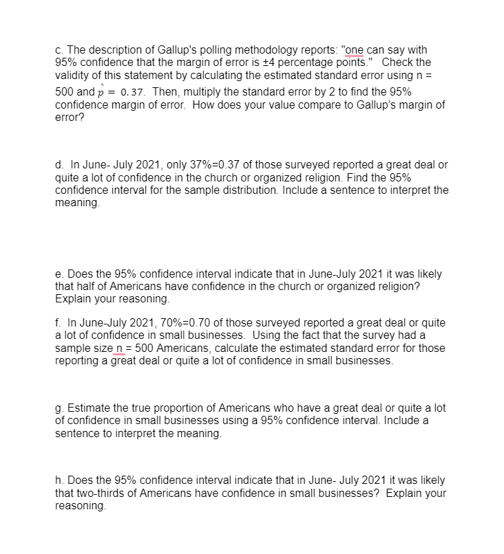 c. The description of Gallup's polling methodology | Chegg.com