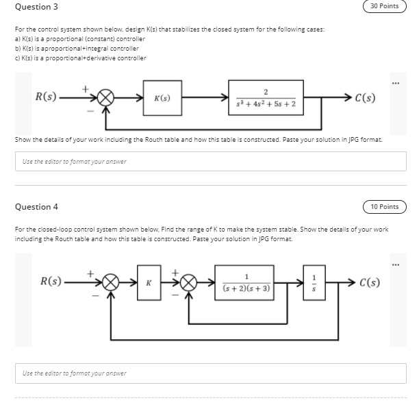 Solved Question 3 30 Points For the control system shown | Chegg.com