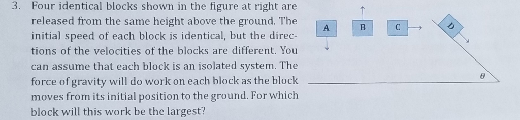 Solved 3. Four identical blocks shown in the figure at right | Chegg.com