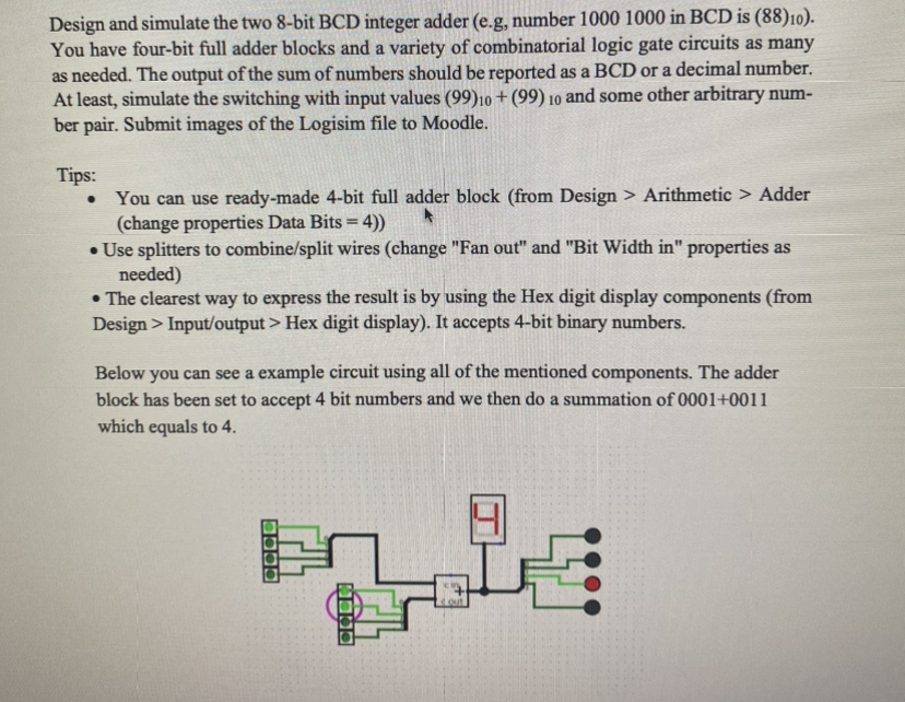 Solved Design and simulate the two 8-bit BCD integer adder | Chegg.com