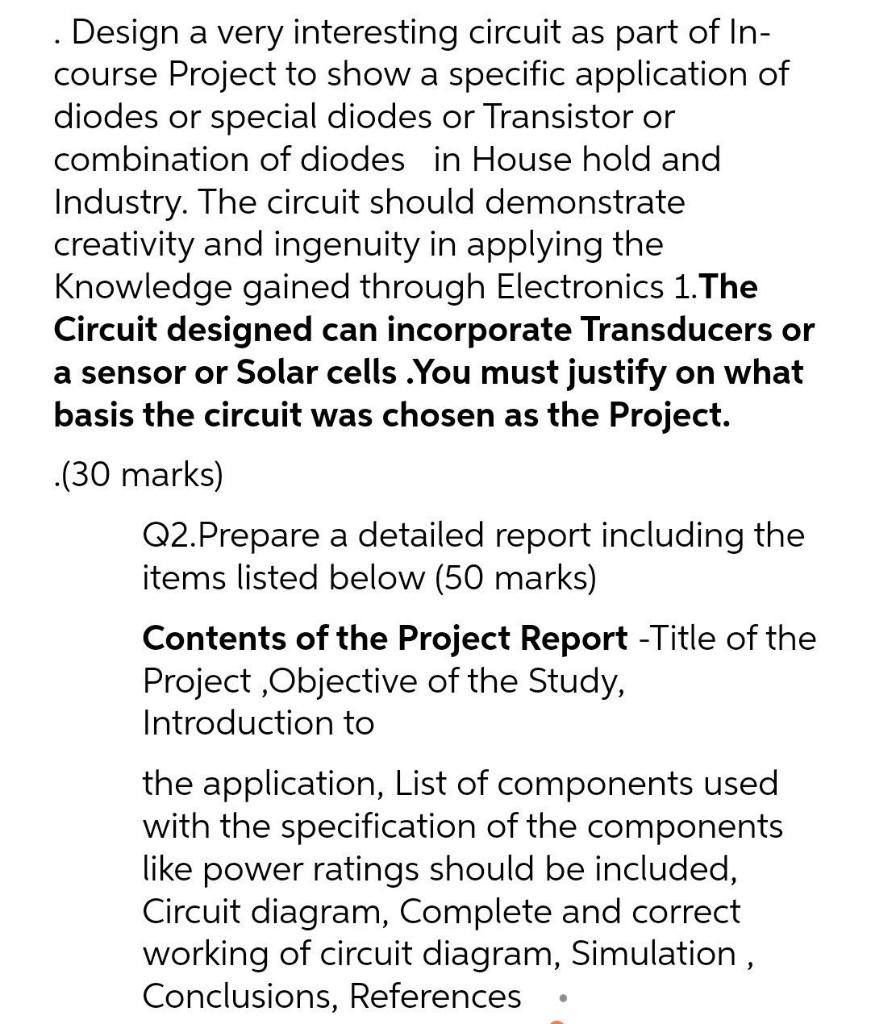 Solved Design a very interesting circuit as part of In- | Chegg.com
