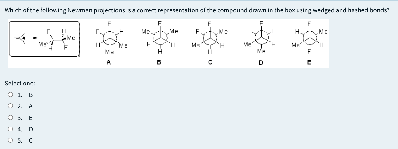 Solved Which of the following Newman projections is a | Chegg.com