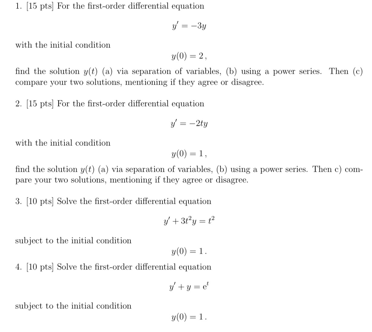 Solved [15 ﻿pts] ﻿For the first-order differential | Chegg.com