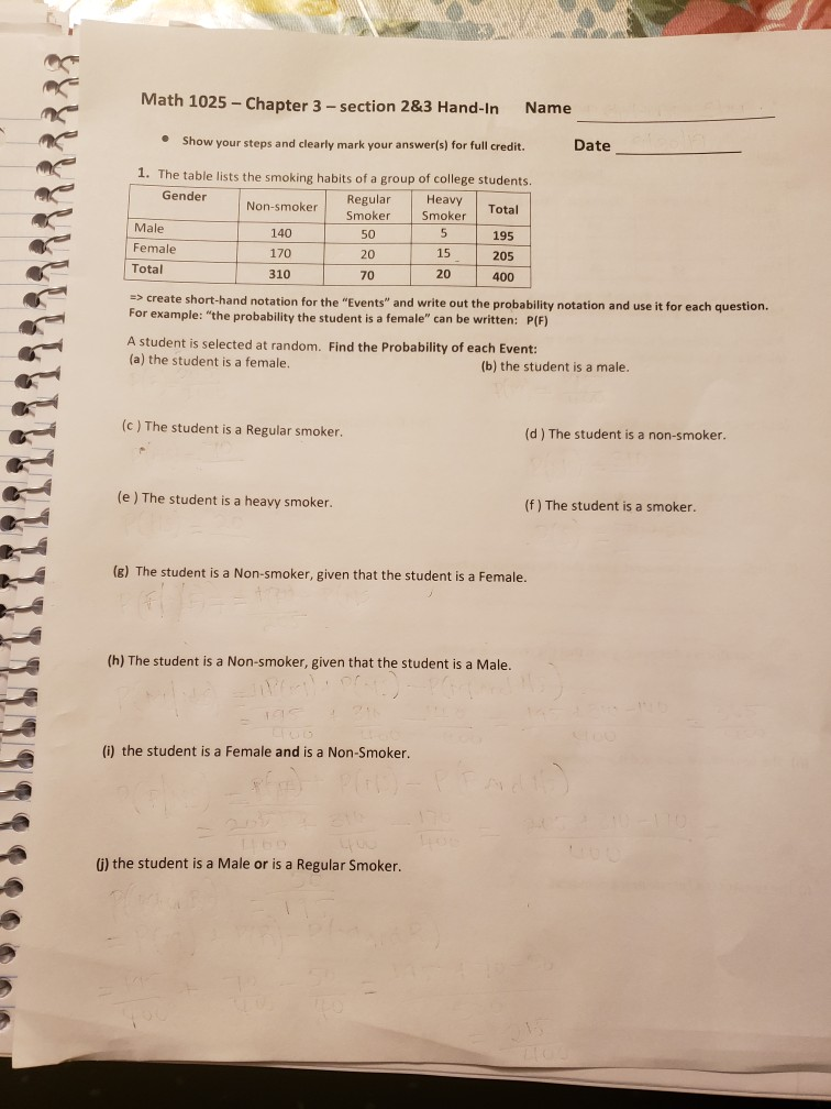 Solved WWW Math 1025 - Chapter 3 - section 2&3 Hand-In Name | Chegg.com