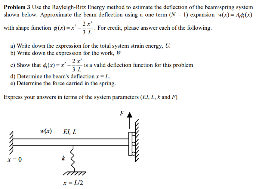 Solved Problem 3 Use the Rayleigh-Ritz Energy method to | Chegg.com