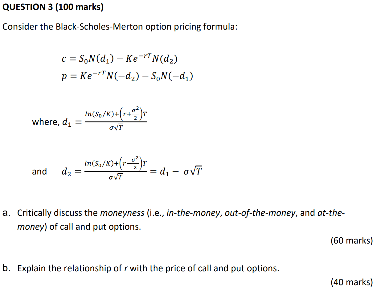 Solved QUESTION 3 (100 marks) Consider the | Chegg.com