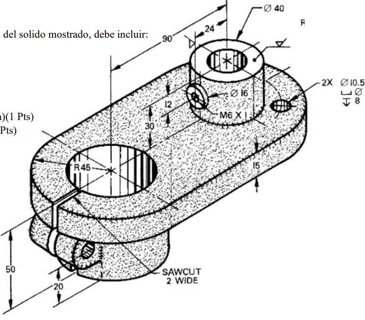 Solved Draw the 3 main views of the solid shown, it | Chegg.com