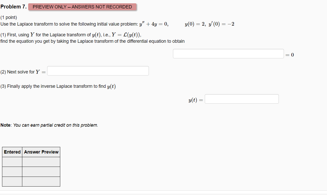 Solved Use the Laplace transform to solve the following | Chegg.com