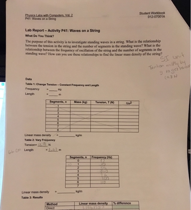 Solved Physics Labs with Computers Vol.2 P41: Waves on a | Chegg.com