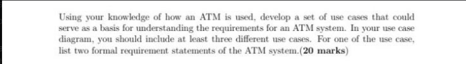 Solved Using your knowledge of how an ATM is used, develop a | Chegg.com