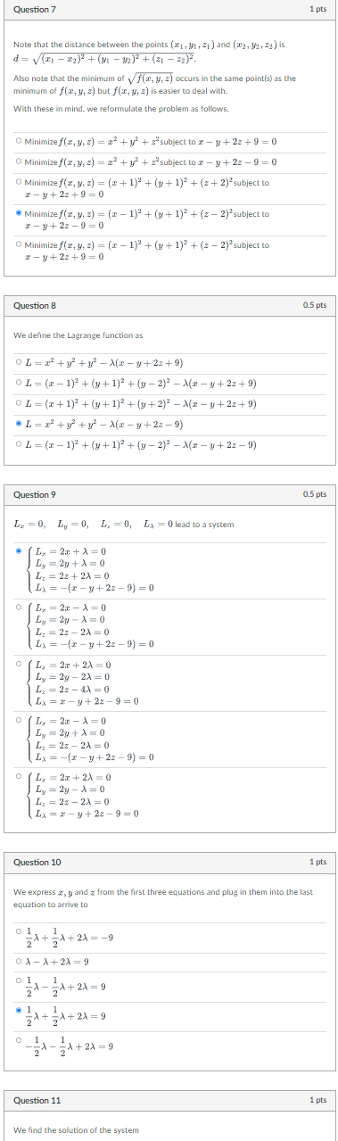 Note that the distance between the points (x1,y1,z1) | Chegg.com