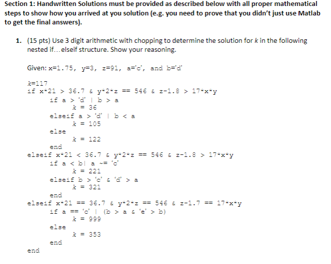 Solved Section 1: Handwritten Solutions must be provided as | Chegg.com