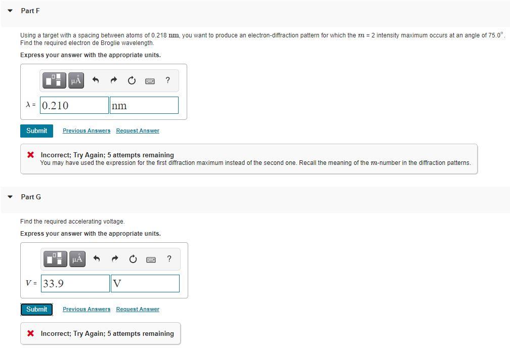 Solved Part A In an electron-diffraction experiment, the | Chegg.com