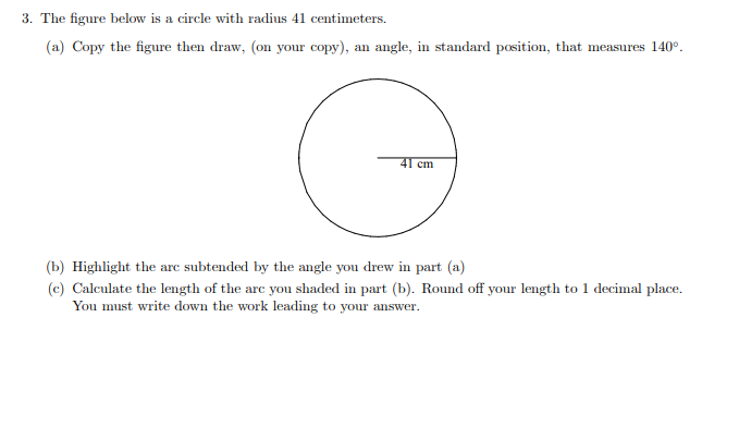 Solved 3. The figure below is a circle with radius 41 | Chegg.com