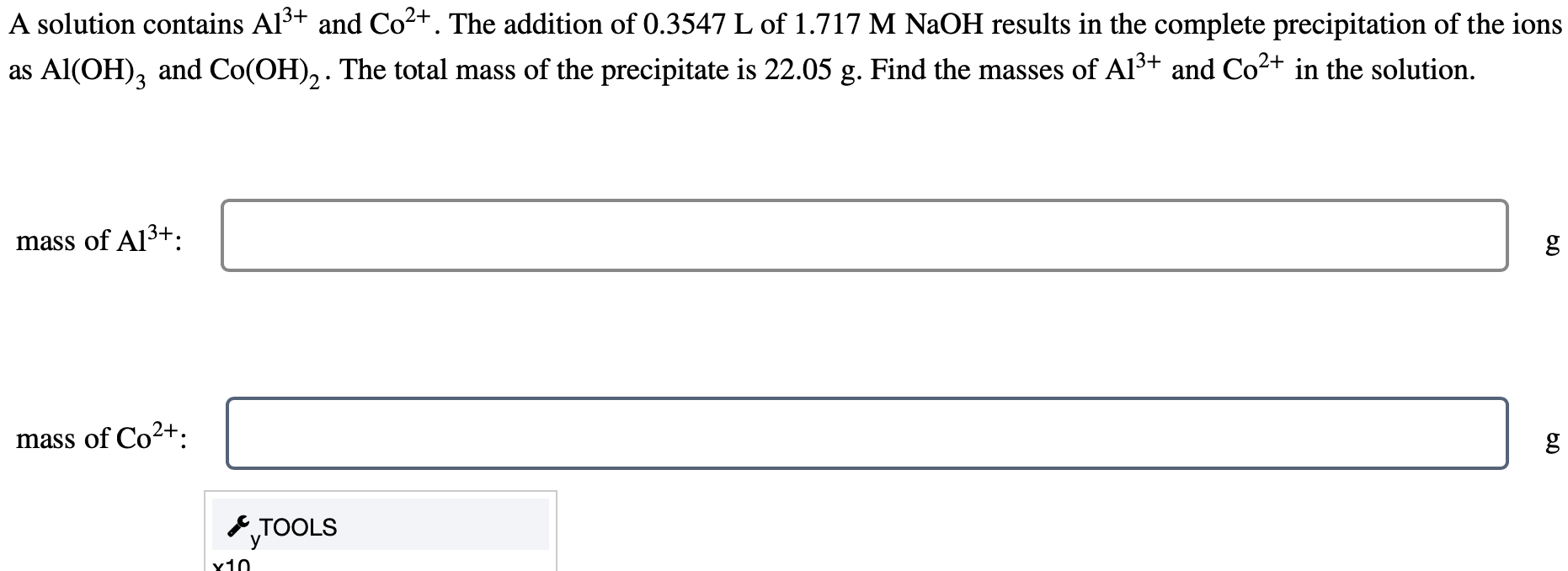 Solved A solution contains Al3+ and Co2+. The addition of | Chegg.com