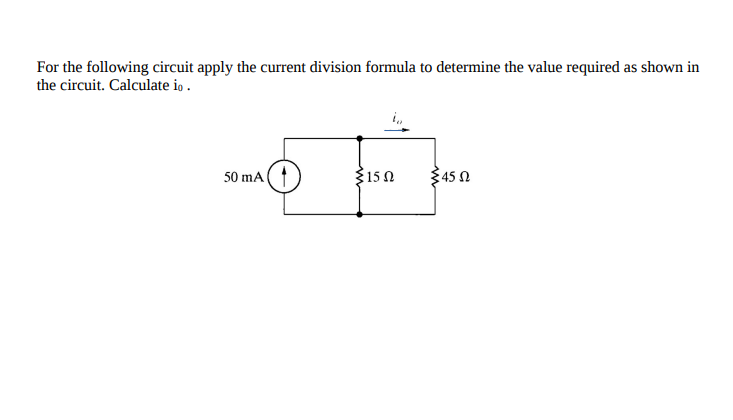 Solved For the following circuit apply the current division | Chegg.com
