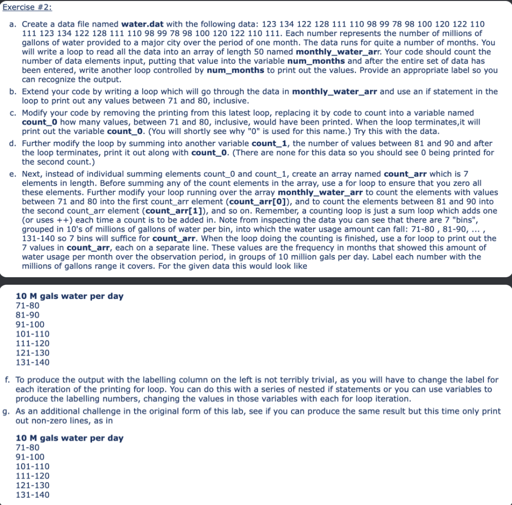 Solved a. Create a data file named water.dat with the | Chegg.com