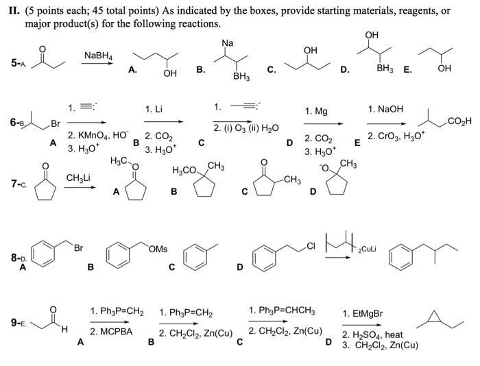 Solved II. (5 points each; 45 total points) As indicated by | Chegg.com