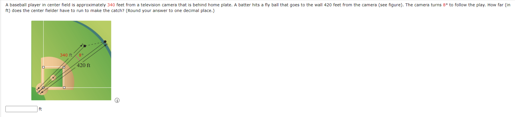Solved ft ) does the center fielder have to run to make the | Chegg.com